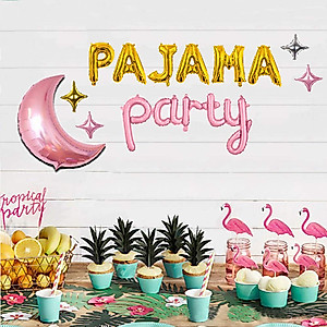 PAJAMA PARTY Decorations,PAJAMA Party Balloons for Girls PJ Mask Themed Banner for Pajama Slumber Sleepover SPA Spahhh Birthday Bday Bridal Hen Adult Party Supplies 14PCS of Qinsly (Gold, PAJAMA)