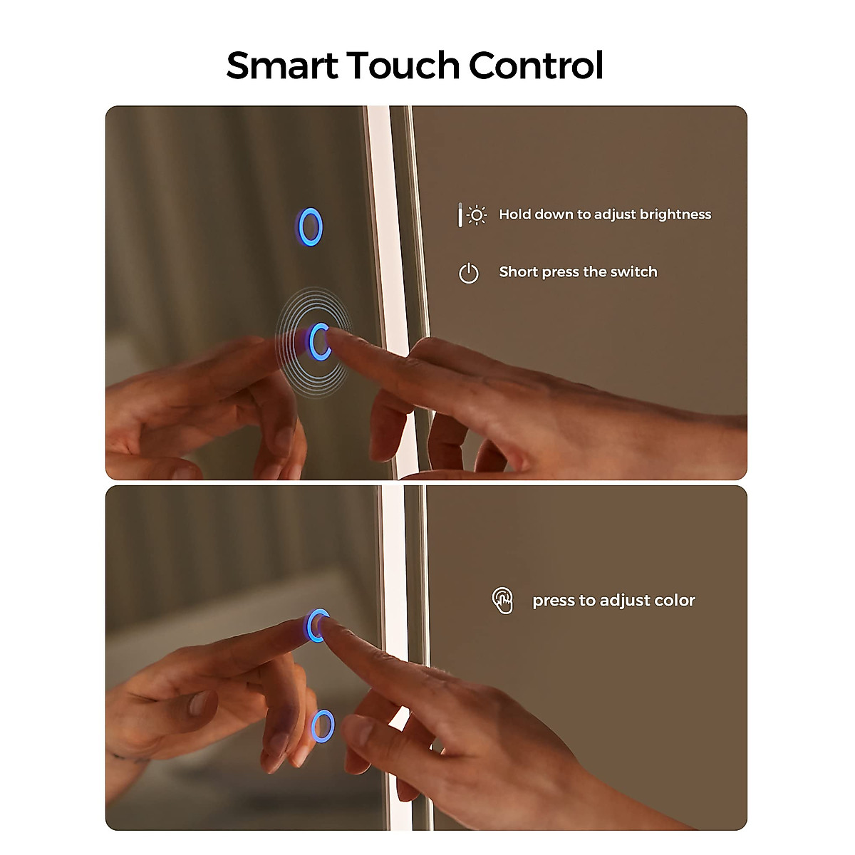 SONGMICS LED Mirror Jewelry Cabinet, Adjustable Brightness and 3 Shades of Light, Standing Jewelry Armoire with Full-Length Mirror, Jewelry Organizer with Built-in Mirror and Lights, White UJJC016W01