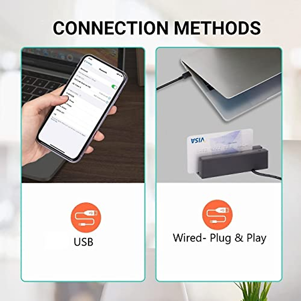 Posunitech Mini Msr100 Swipe Magnetic Credit Card Reader 3 Tracks Hi/Lo Data Collector, USB Msr Stripe Card Reader for Point of Sale (POS), Access Control, ID Verify