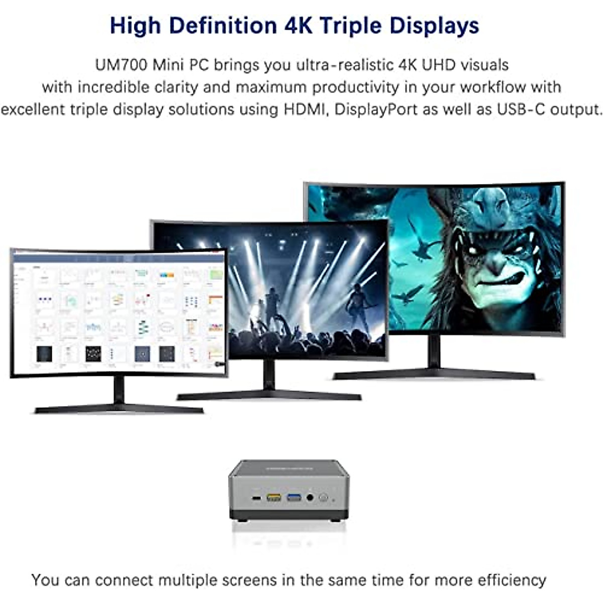 MINISFORUM Mini PC AMD Ryzen 7 3750H UM700 | 16 GB RAM 512 GB PCIe SSD Mini Desktop Computer | Radeon RX Vega 10 Graphics | Dual WiFi BT 5.1 | HDMI/Display/USB-C | 1 X RJ45 | 5X USB Ports