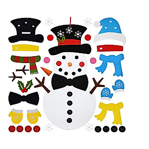 MECUTP DIY Felt Christmas Snowman Game Set, Wall Hanging Xmas Gifts with 38 Detachable Ornaments for Christmas Decorations, 50 * 100 cm