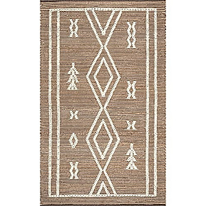 nuLOOM Ricki Hand Woven Tribal Flatweave Area Rug, 8' x 10', Natural