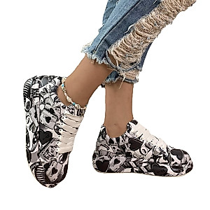 Breathable Low-top Lace-up Graffiti Running Shoes for Men Women - Ideal for Gym, Tennis, Walking, and Fashion (Graffiti Black,8.5)