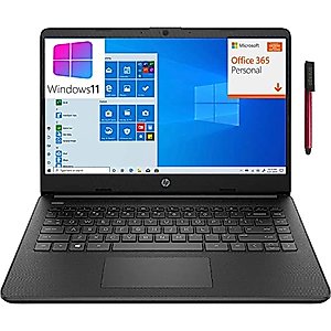 HP [Windows 11 S] 14 14" Laptop Computer, Intel Quad-Core Celeron N4120 Processor, 4GB DDR4 RAM, 128GB Storage (64GB eMMC + 64GB Flash Drive), 802.11AC WiFi, Bluetooth 5.0, Type-C, Jet Black