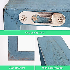 Coral Flower Rustic Shelves, Square Floating Wood Shadowbox, Home Decor, Set of 3., blue