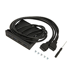 Dilwe Front Panel USB 3.0 Hub 4 Ports, 3.5 Inch Floppy Bay USB 3.0 Hub, 5Gbps USB 3.0 High Speed PC Front Panel USB Hub for Computer Case, 19Pin Cable