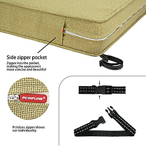 Pcinfuns Outdoor Chair Cushions,19 x 19 x 3 Inch Seat Cushions for Patio Furniture,Square Corner Patio Chair Cushion with Adjustable Straps,2 Pack,Ginger Yellow