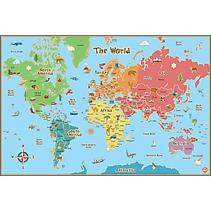 Wall Pops WallPops WPE0624: Kids World Dry Erase Map Decal