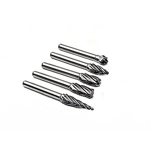 YUFUTOL Carbide Burrs for Aluminum - 5pcs Aluma Cut Carbide Rotary Burr Files Set 1/4"(6.35mm) Shank for Die Grinder Drill,Metal Carving,Polishing,Engraving, Drilling