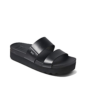 Reef Cushion Vista Hi Womens Platform Fashion Sandal, Arch Support, Ultra Soft Cushion Footbed, Black/Black, 12