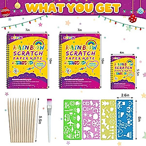 pigipigi Art Craft Gift for Kids - Upgraded Rainbow Scratch Paper Notebook Black Magic Color Drawing Supplies Toy Set for 3-12 Year Old Boys Girls Birthday Party Favor Christmas Easter Activity