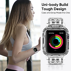 Sport Clear Watch Band Compatible for Apple Watch 38mm 40mm 42mm 44mm, Breathable Soft Protector Drop-Proof Replacement Strap Women Men Compatible with iWatch Series SE/6/5/4/3/2/1, Sport Edition