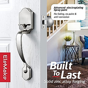 Lower Half Front Entry Handleset with Knob - Front Door Handle 304 Stainless Steel Silver Exterior Door Handle Lock Set