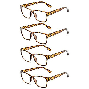 Readers Readers.com Fully Magnified Reading Glasses: The McNealy - 4 Pairs, Classic Rectangle for Women and Men - Tortoise, 1.25