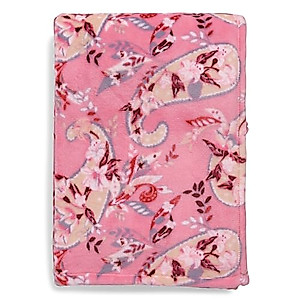 Vera Bradley Women's Fleece Plush Throw Blanket, Botanical Paisley Pink, 80 X 50