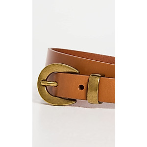 Madewell Women's Chunky Buckle Skinny Leather Belt, Desert Camel, Tan, S