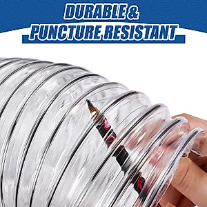 Therwen Clear PVC Dust Collection Hose, Heavy Duty Dust Debris and Fume Collection Hose, Flexible Clear Vacuum Hoses (4" X 70 ft)