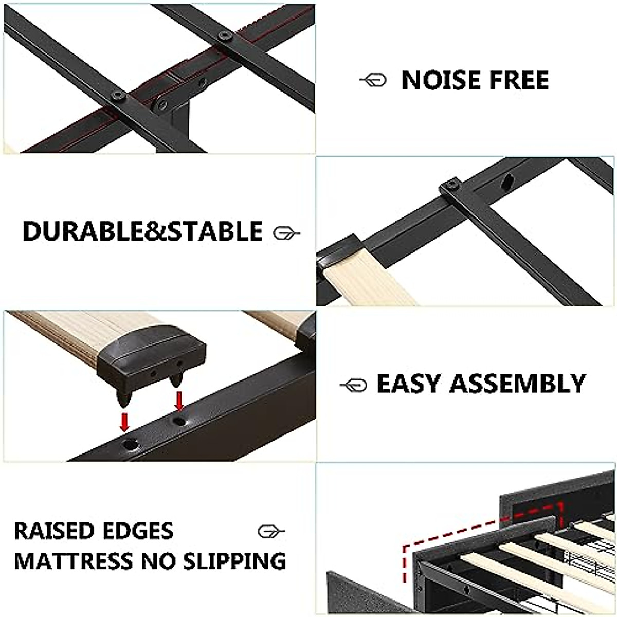 Queen Bed Frame with 3 Storage Drawers, Fabric Upholstered Platform Bed Frame Queen Size Queen No Fixed Headboard,Strong Matel Frame and Wooden Slats Support No Nosie No Box Spring Needed (Queen)