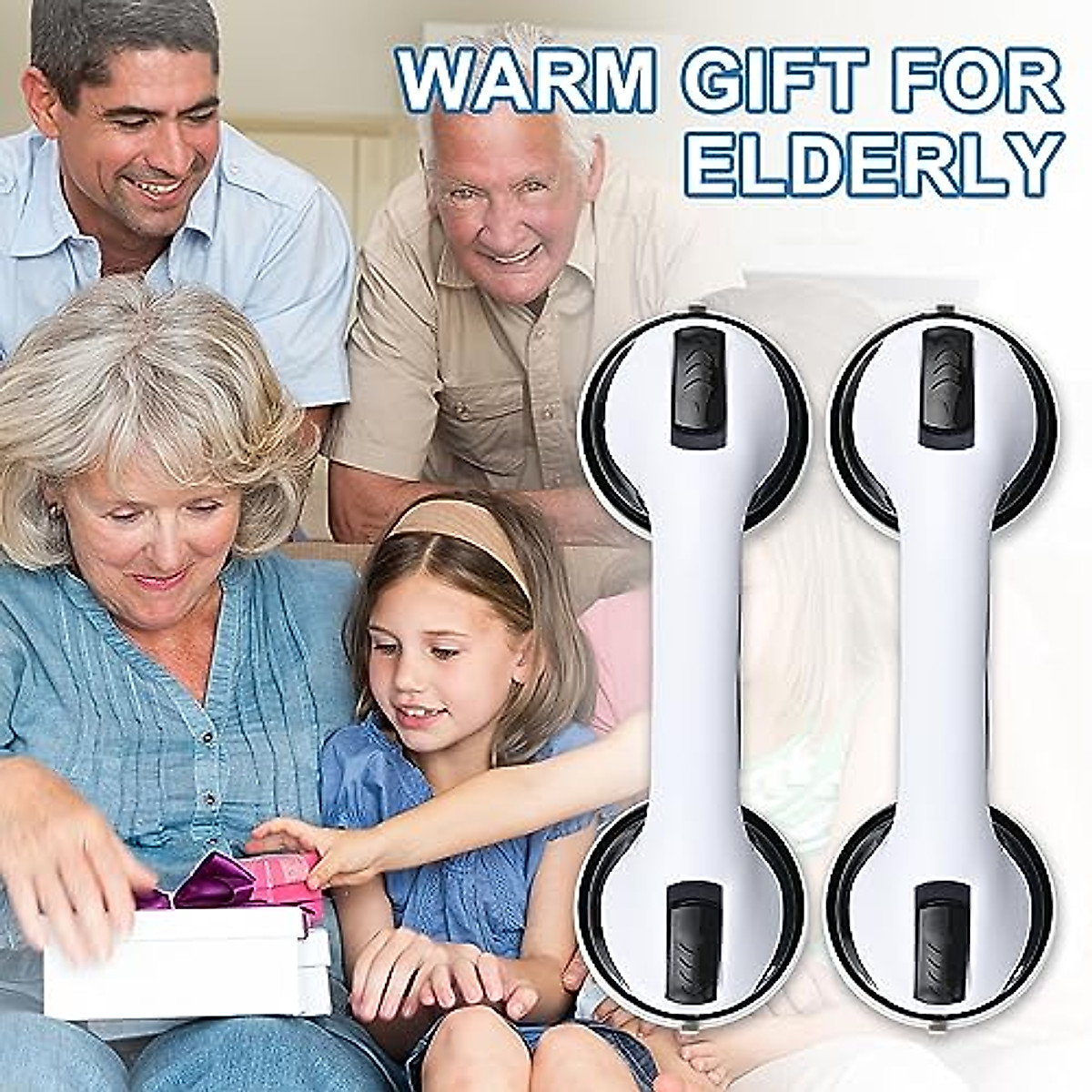 Grab Bars for Bathtubs and Showers, 2 Pack Shower Handle 12 Inch Strong Suction Shower Bar, Safety Bars for Shower Chair, Bathroom Grab Bar for Senior