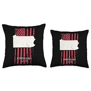 Pennsylvania State Map USA Throw Pillow, 16x16, Multicolor