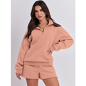 ANRABESS Women's Two Piece Outfits Sweat Lounge Short Set Long Sleeve Gym Sweatsuit Tracksuit 2024 Fall Fashion Clothes Small