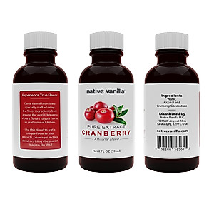 Native Vanilla - Pure Cranberry Extract - 2 Fl Oz - Pure Flavors and Extracts - Perfect for Cooking, Baking, and Dessert Crafting