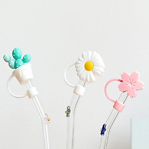 TEONEI Cactus Shape Straw Covers Caps,Straw Tip Covers,Reusable Drinking Straw Tips Lids Straw Toppers Straw Plug for 7-8mm Straws,4PCS