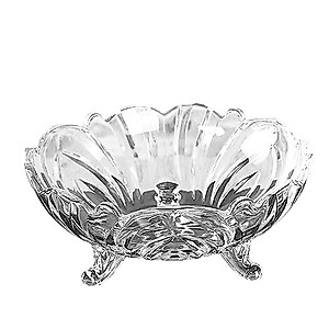 Luxshiny Food Containers Glass Salad Bowl Transparent Footed Dessert Bowl Vintage Flower Embossed Ice Cream Bowl European Style Trifle Bowl Candy Cake Bowl for Home Wedding Party 950ml