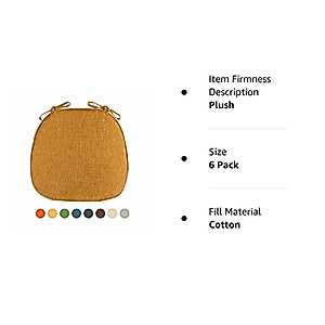 CFMZ Chair Cushions for Dining Chairs 6 Pack U Shaped, Kitchen Chair Cushions with Ties, Non Slip Chair Pads for Dining Chairs U Shaped, Colorful Ding Room Chair Cushion Yellow HGTRH