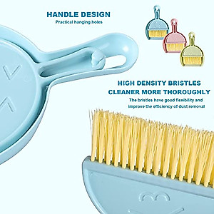 3PCS Small Broom and Dustpan Set for Home Mini Dust Pans with Brush Set Hand Dustpan and Brush Set Kids Dust Pan and Broom/Dustpan Combo Set Hangable Whisk Broom for Table,Countertop,Sofa,Key Board
