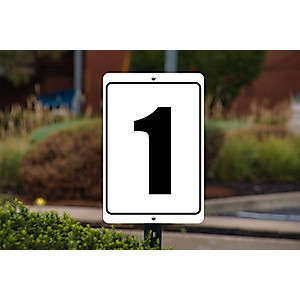 Numbered Sign 1 | 8 x 12 Aluminum Outdoor/Indoor Sign/Area Marker, Curbside Number (1)
