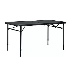 GEEYOU Versatile and Portable: 4-Foot Fold-in-Half Adjustable Table in Rich Black | Convenient and Space-Saving Solution