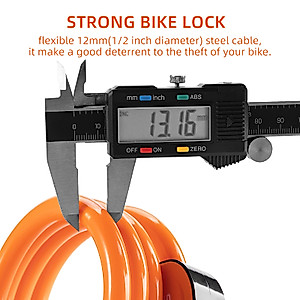 ROCKBROS Bike Lock Cable 4 Feet Bicycle Cable Lock with Mounting Bracket 2 Secure Keys 1/2 Inch Diameter