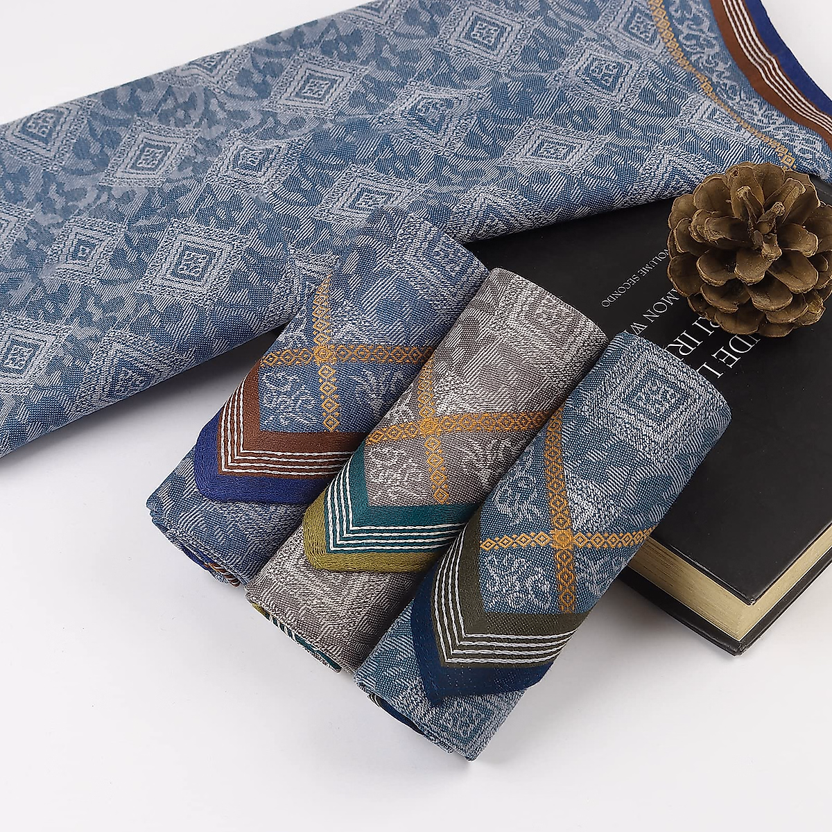 HOULIFE Hankerchieves Men, Cotton Men’s Handkerchiefs, Soft Cotton Hankies (Mixed-6 PCS)