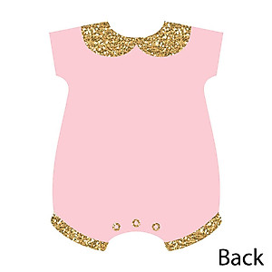 Big Dot of Happiness Hello Little One - Pink and Gold - Shaped Girl Baby Shower Thank You Note Cards with Envelopes - Set of 12