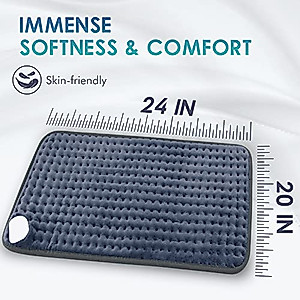 DAILYLIFE Heating Pad 20"x24" for Pain Relief, Microplush Electric Heating Pads with 6 Heat Settings, Fast-Heating Technology, Auto Shut Off, Great for Back, Neck, and Cramps, Deep Blue