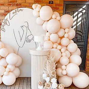 Double Stuffed Nude Balloons, Blush Nude Balloon Arch,18 12 10 5 Inch Double Stuffed Cream Peach Balloon Different Sizes for Neutral Baby Shower,Boho Party,Gender Reveal Party,Bridal Shower (Nude)