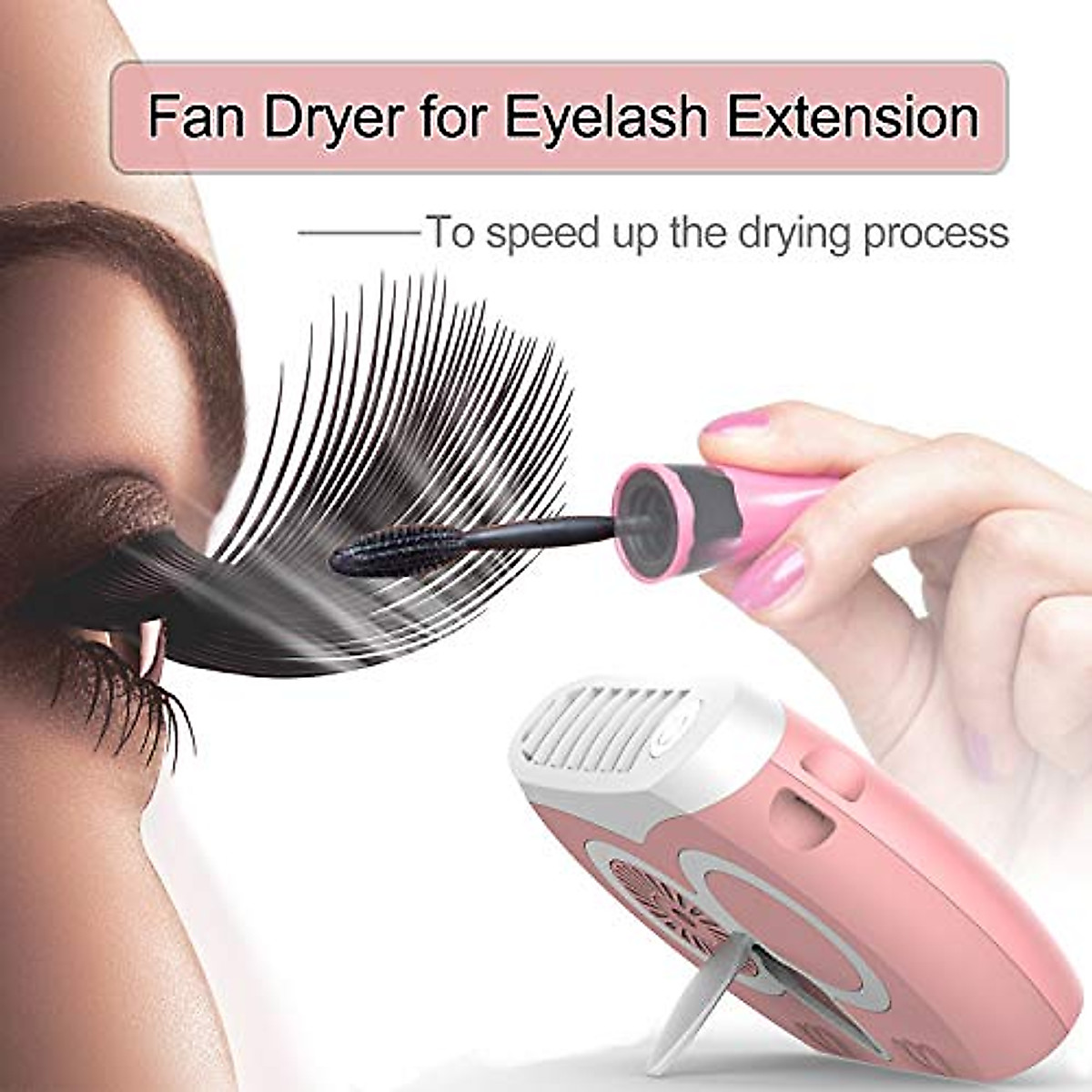 Ysmlife Handheld Mini Fan, Eyelash Extension Fan, Battery Powered Portable Fan, Rechargeable Personal Fan, Small Neck Fan with Lanyard USB Charging Cable for Travel Desk Lash Face Neck(Pink)