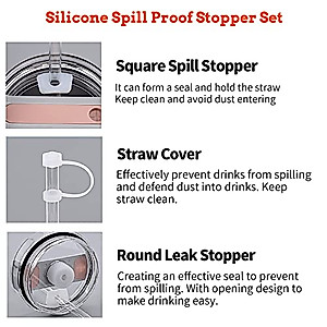 For Stanley Cup Accessories H2.0, Including 2 Stanley Cup Spill Stopper, 2 Stanley Straw Cap Cover, 2 Stanley Tumbler Leak Proof Plug, Silicone Accessories for Stanley 40 oz 30 oz Tumbler with Handle
