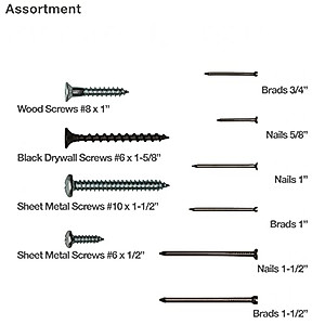 Qualihome Household Repair and Hanging Kit: Screws, Nails, Wall Anchors, Cup Hooks, Picture Hangers, Push Pins, and More