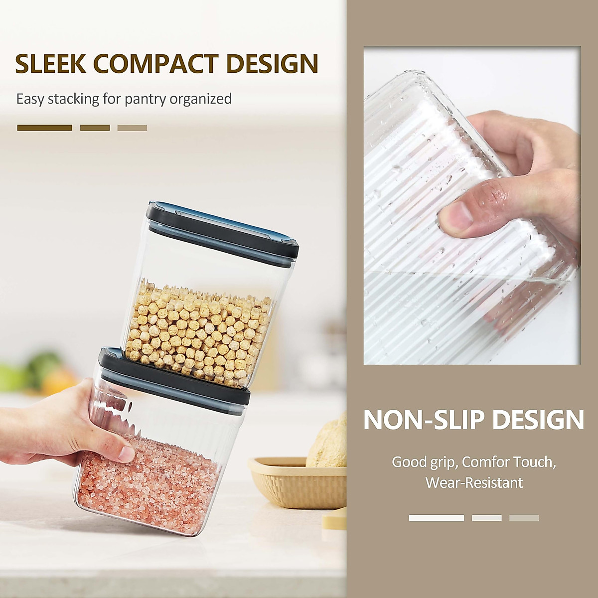 LINKLIFE 4 PACK Dog Treat Container 1.5 Qt x 4, Airtight Food Storage Container, Clear Food Grade Canisters with Lids, Dog Treat Jar Food Canister Set for Dog Food, Snack, Cookie