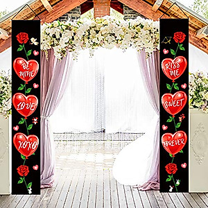 Valentine's Day Banner Fun Valentines Conversation Porch Sign Love Sweet Banner Valentine's Day Hanging Decoration for Engagement, Wedding, Anniversary