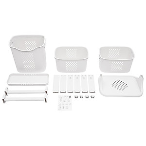 KONKENIE 3 Layers Laundry Hamper Basket Sorter Washing Hamper with 4 Wheels Rolling Clothes Bin Trolley Basket Clothes Storage Organizer 3 Tier Shelf Rolling Cart for Bathrooms Bedrooms White