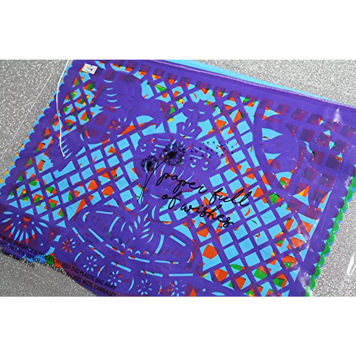 Paper Full of Wishes Festival Mexicano Large Plastic Papel Picado Banner, 9 Multi-Colored Panels 15 feet Long