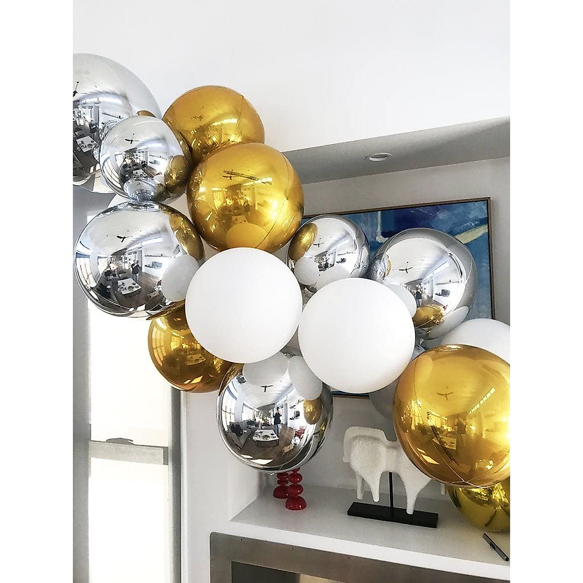 TABLECLOTHSFACTORY 2 Pack 14" Rose Gold Aluminum Foil Round Sphere Balloon Wholesale 4D Orbz Mylar Balloons