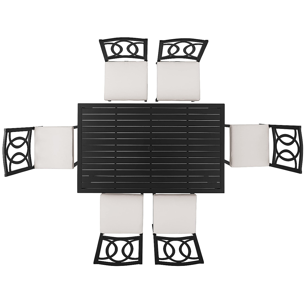 Crosley Furniture Chambers 7-Piece Outdoor Dining Set for 6, Patio Table and Chairs for Backyard, Deck, Matte Black with Creme Cushions