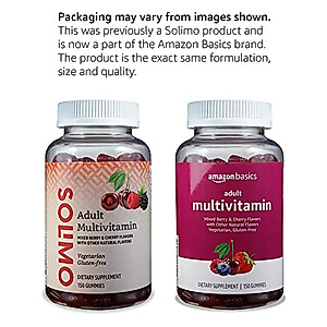 Amazon Basics Adult Multivitamin, 150 Gummies, 75-Day Supply, Mixed Berry & Cherry (Previously Solimo)