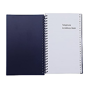 Pen+Gear Contact Book, Etched Poly Cover, Dark Navy Color, 128 Pages, 5.31 in x 8 in