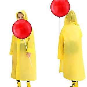Halloween Decoration Includes Halloween Costume Yellow Raincoat Jacket and Reusable Balloon Kit with Balloon Sticks with Cups Halloween Prop for Kids
