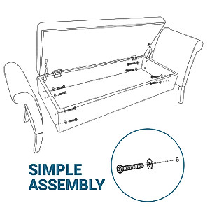 Yaheetech Fabric Modern Tufted Large Storage Bench with Rolled Arms Cushioned Storage Bench Entryway Bench Functional Storage Bench Footstool Foot Rest for Living Room Bedroom Window Side Fresh White
